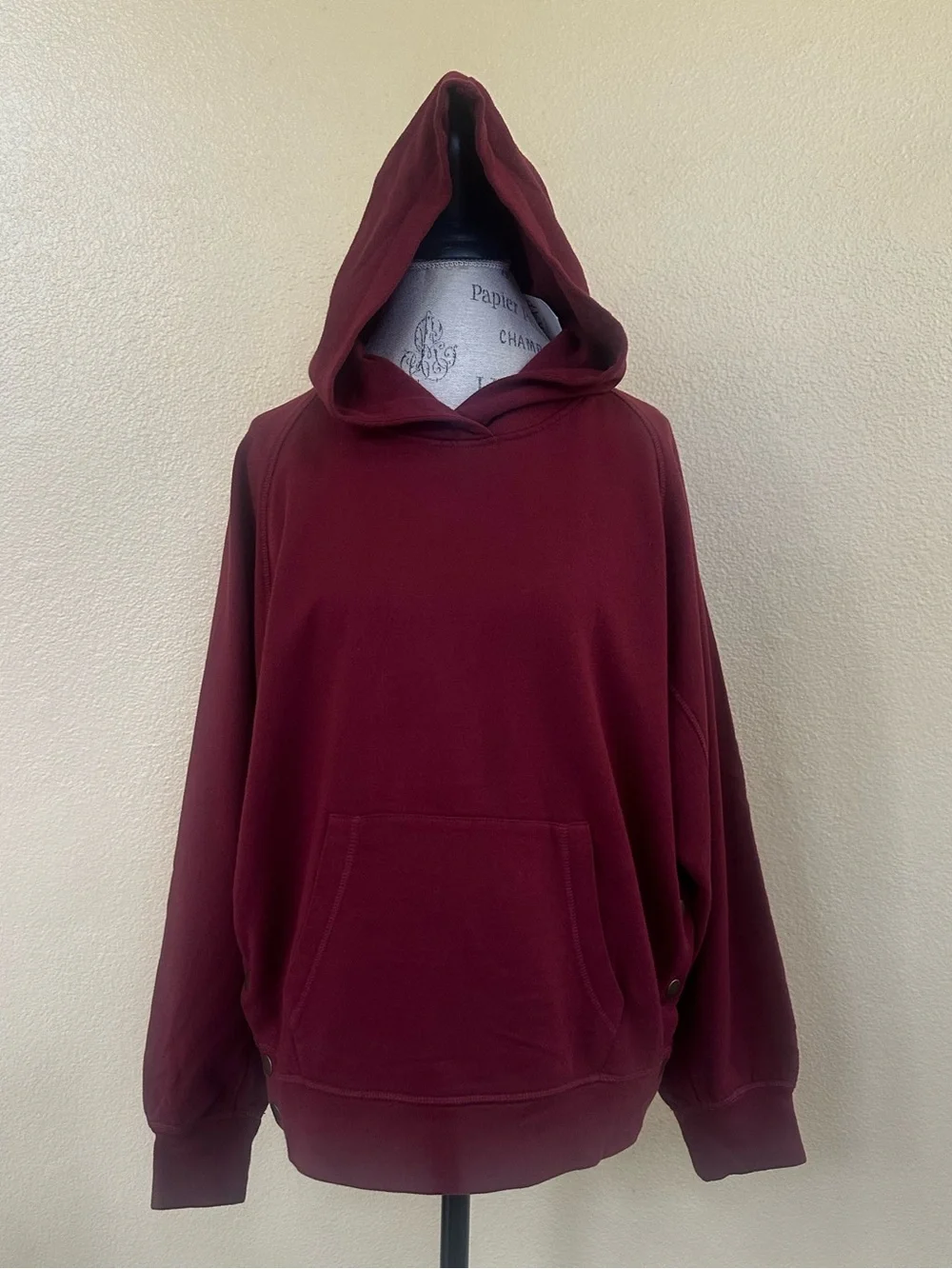 Wrap London | Tops | Wrap London Relaxed Hoodie In Burgundy Organic ...